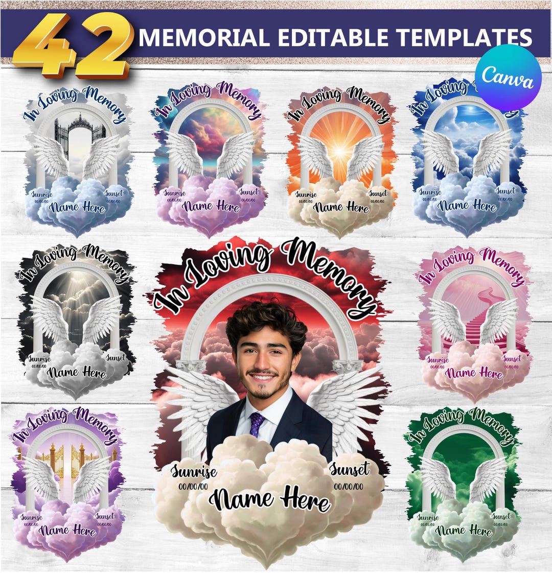 In Loving Memory Shirt Template, Bundle of 42 EDITABLE Memorial Canva ...