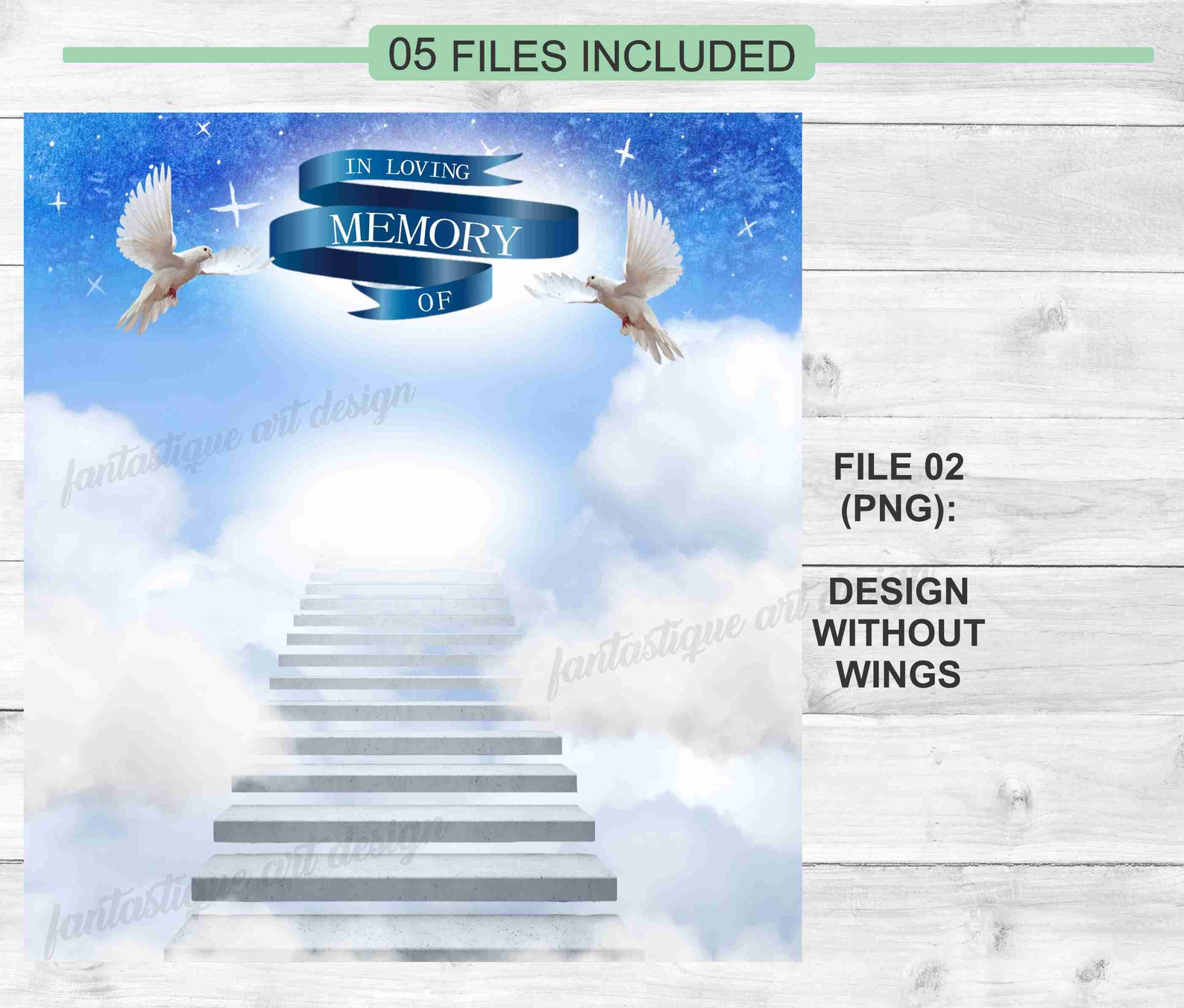 Blue Sky in Loving Memory PNG, Memorial Background Template Stairs to ...