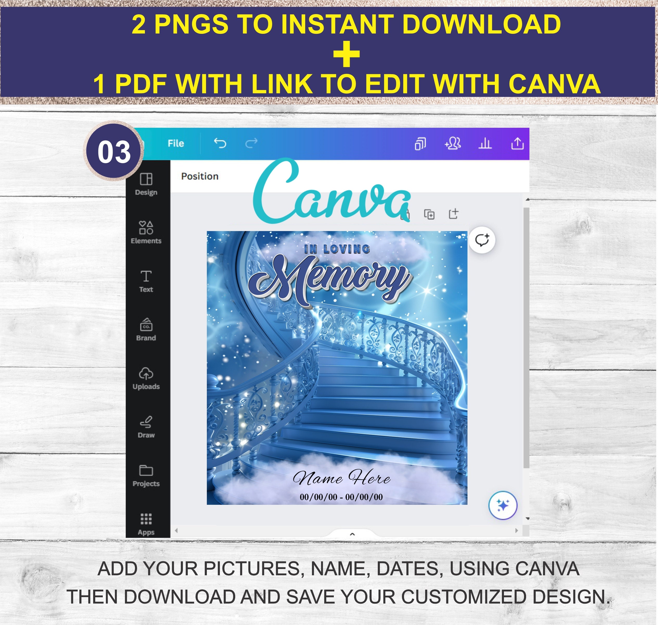 In Loving Memory PNG, EDITABLE, Blue Memorial RIP Template Stairs to ...