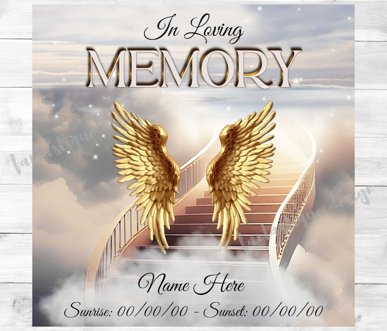 In Loving Memory PNG, Golden Memorial Template, Heavenly Editable AND ...