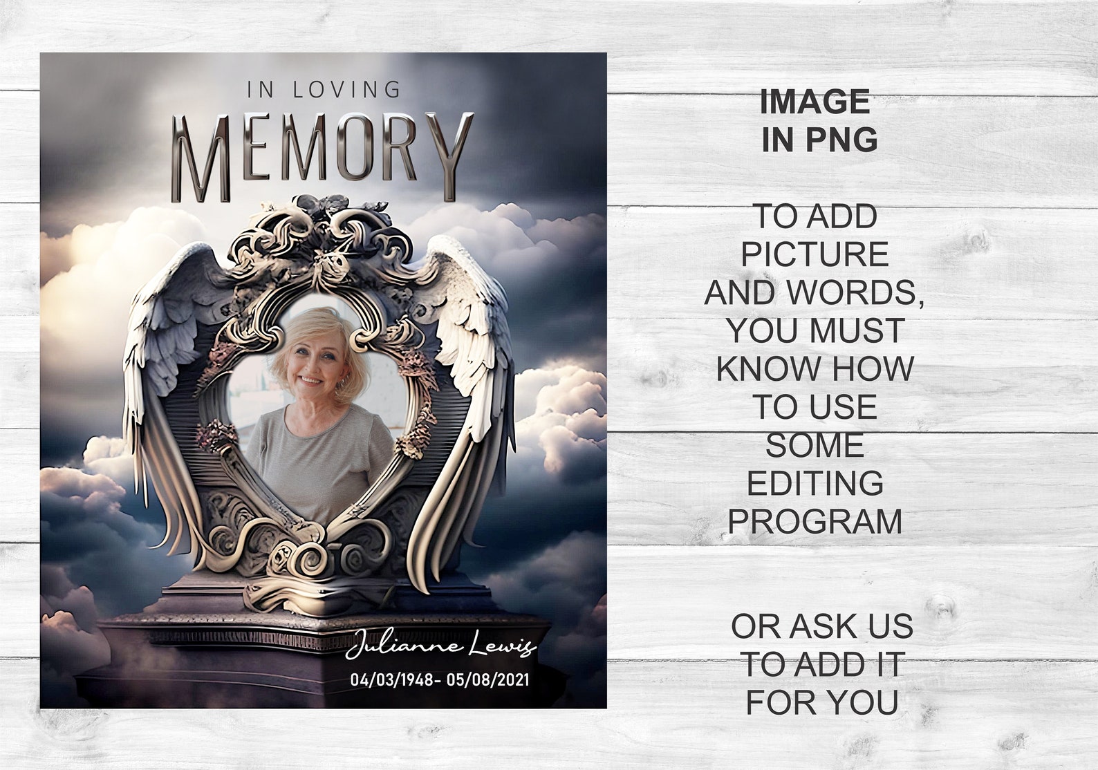 In Loving Memory PNG, Photo Template Memorial PNG, Transparent Frame to ...