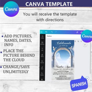 Spanish Funeral Invitation Template, in Loving Memory Announcement ...