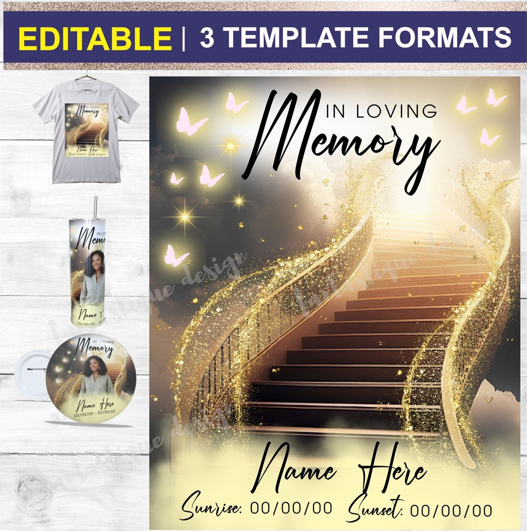 In Loving Memory PNG, Golden Memorial Shirt Tumbler and Button ...