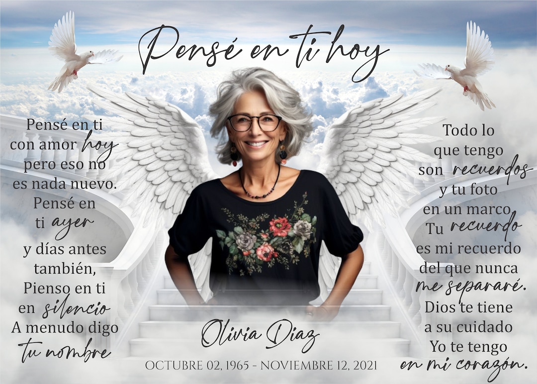 SPANISH Memorial Poem PNG, Add Pictures and Names, in Loving Memory PNG ...