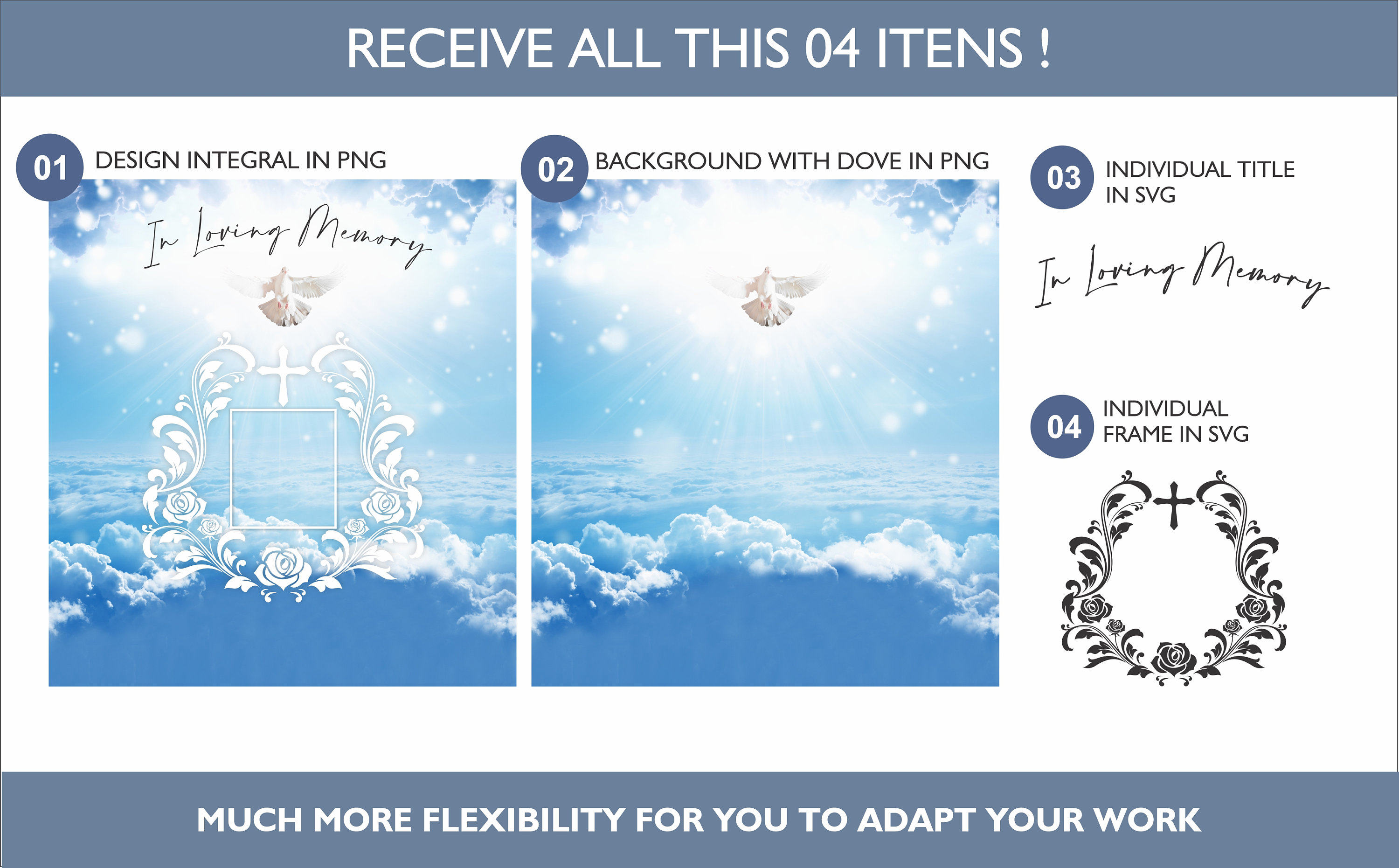 Blue in Loving Memory Background PNG Memorial Template - Etsy