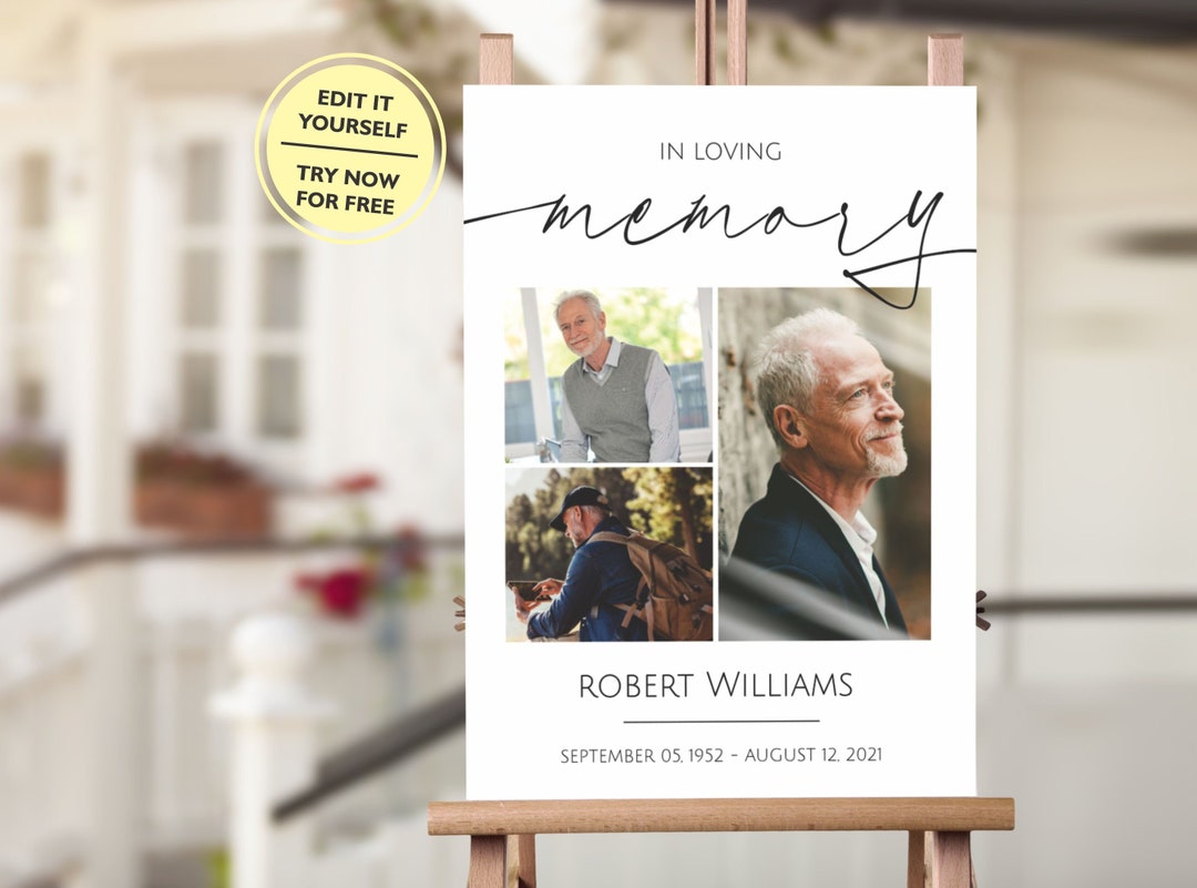Memorial Sign, Editable Picture Collage, in Loving Memory Gift Design ...