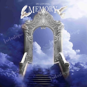 In Loving Memory PNG, Silver Memorial Design, Blue Stairs to Heaven ...