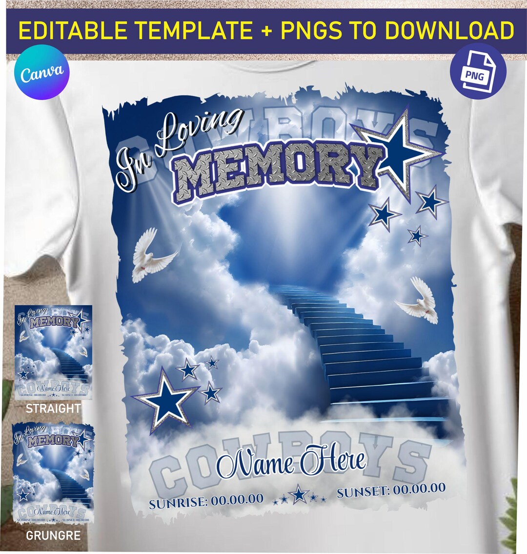 In Loving Memory PNG, Cowboys Memorial Editable Templates and Pngs to ...