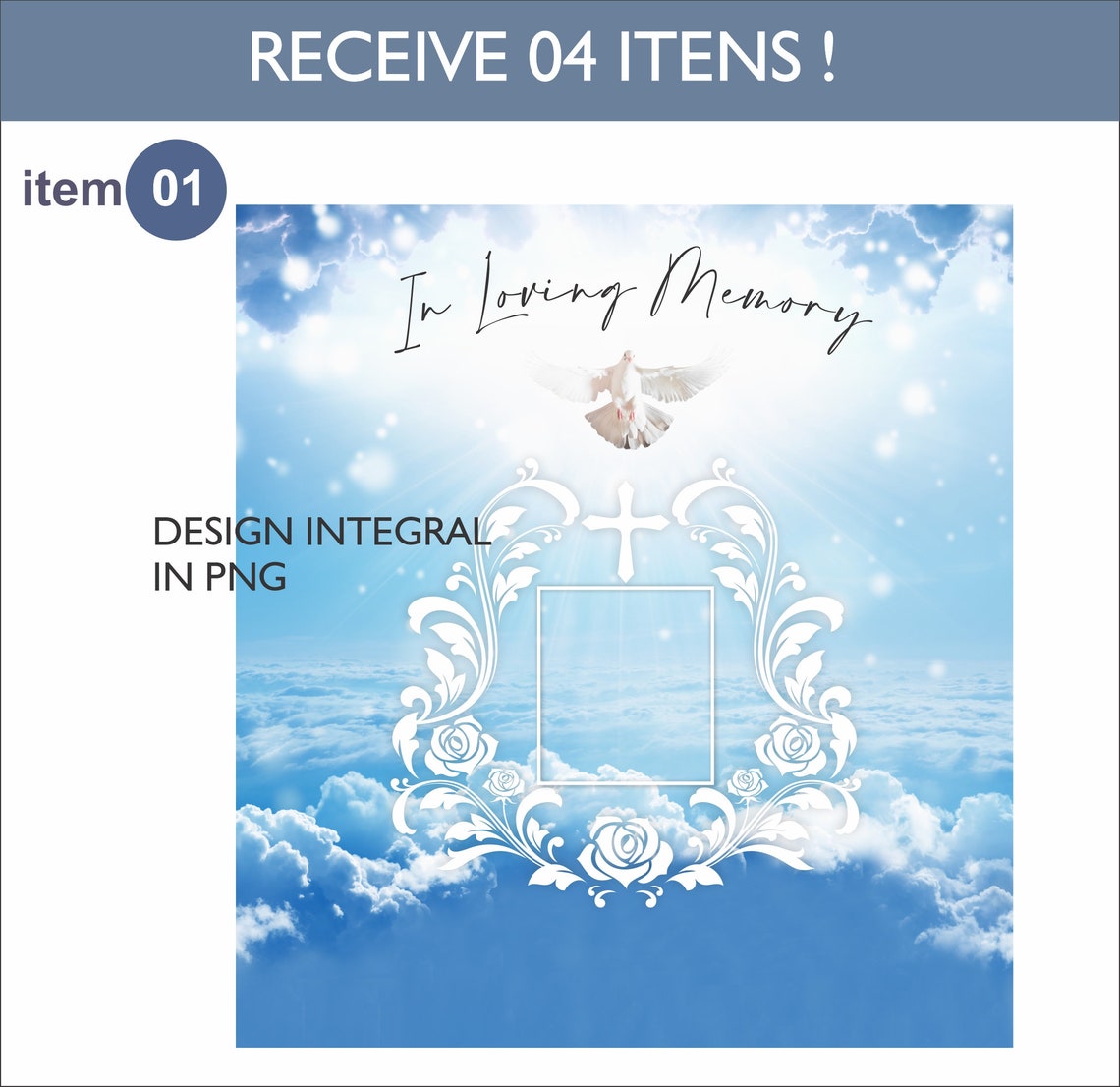 Blue in Loving Memory Background PNG Memorial Template - Etsy