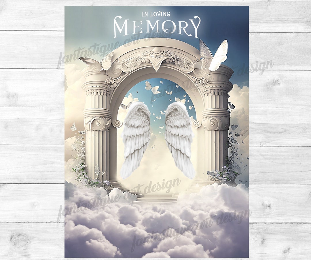 In Loving Memory Background PNG, White Heavens Portal, Cloudy Sky ...