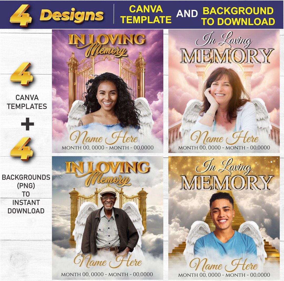 In Loving Memory Design Bundle, EDITABLE and Pngs to DOWNLOAD 4 ...