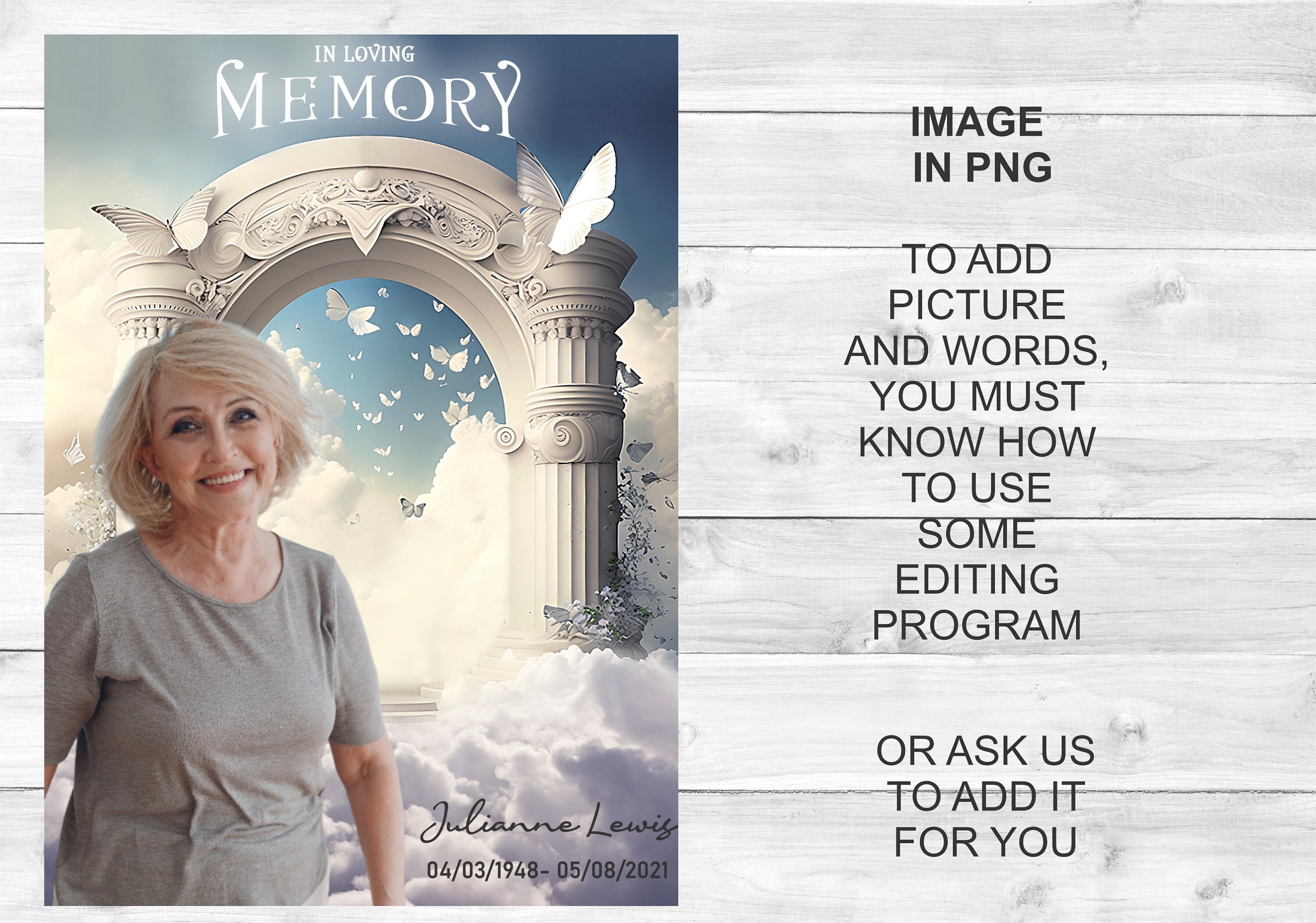 In Loving Memory Background PNG White Heavens Portal Cloudy - Etsy Canada
