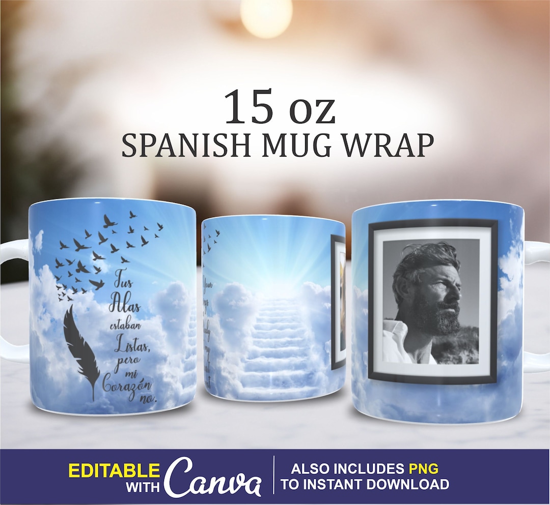 SPANISH Memorial Mug Wrap Photo Template, Memorial Poem Sublimation ...