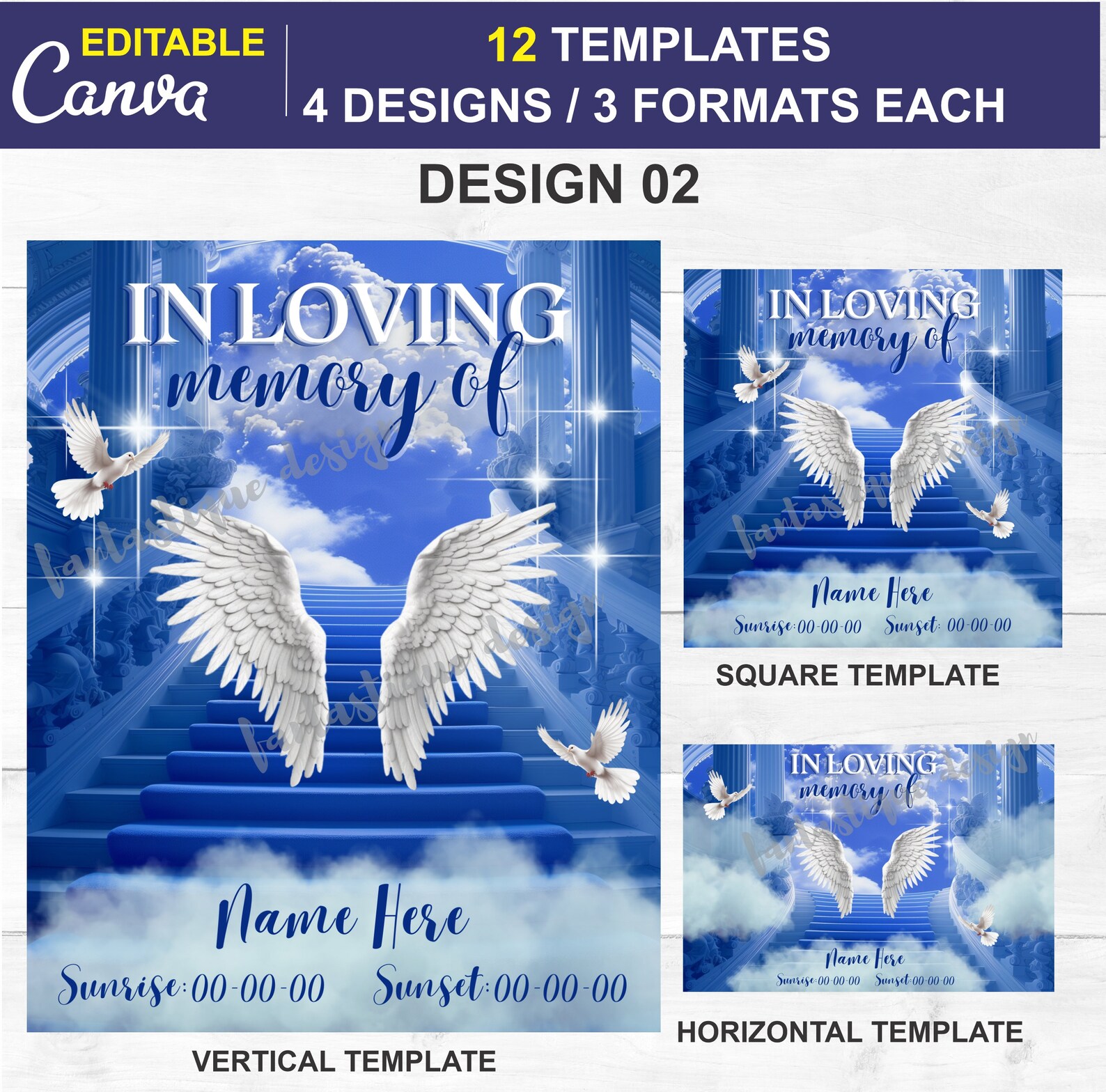 In Loving Memory Design Bundle, EDITABLE Memorial 12 Templates Heaven ...