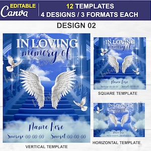 In Loving Memory Design Bundle, EDITABLE Memorial 12 Templates Heaven ...