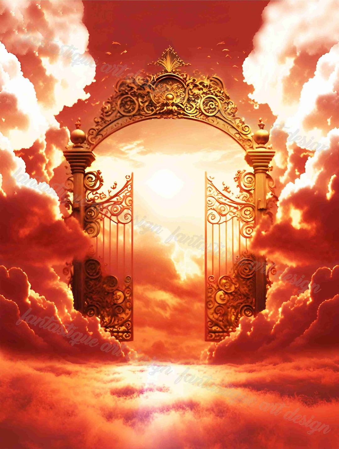 RED HEAVEN, in Loving Memory PNG, Gold Gate, Sunset Memorial Background ...
