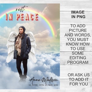 Rest in Peace Design, Rainbow in Loving Memory PNG, Blue Sky Memorial ...