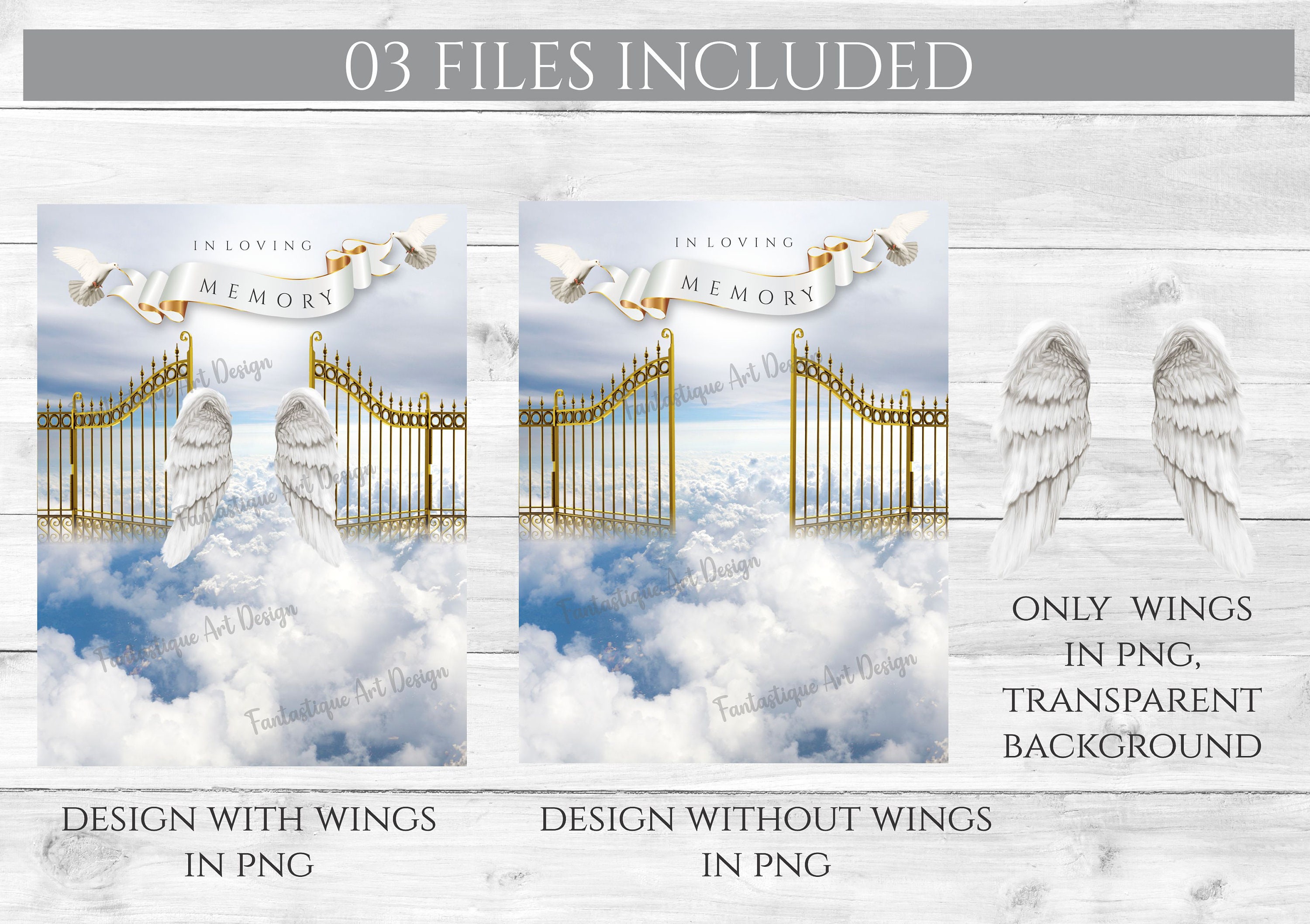 Blue in Loving Memory Background, Gold Heavens Gate PNG | Rest in Peace ...