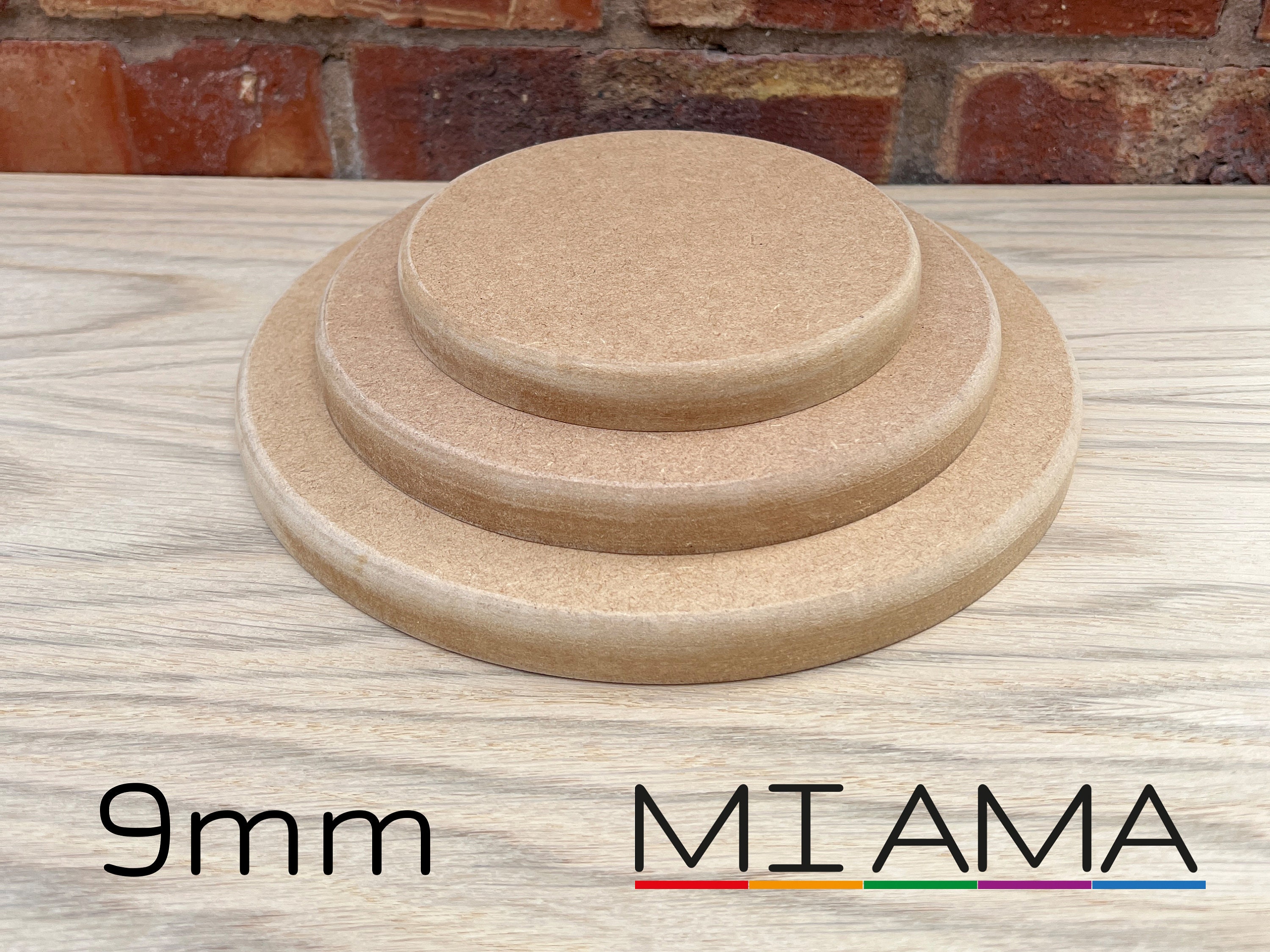 MIAMA 9mm MDF Circles Rounded Top Edge Wooden Shape 10,15,20,25,30,35 ...