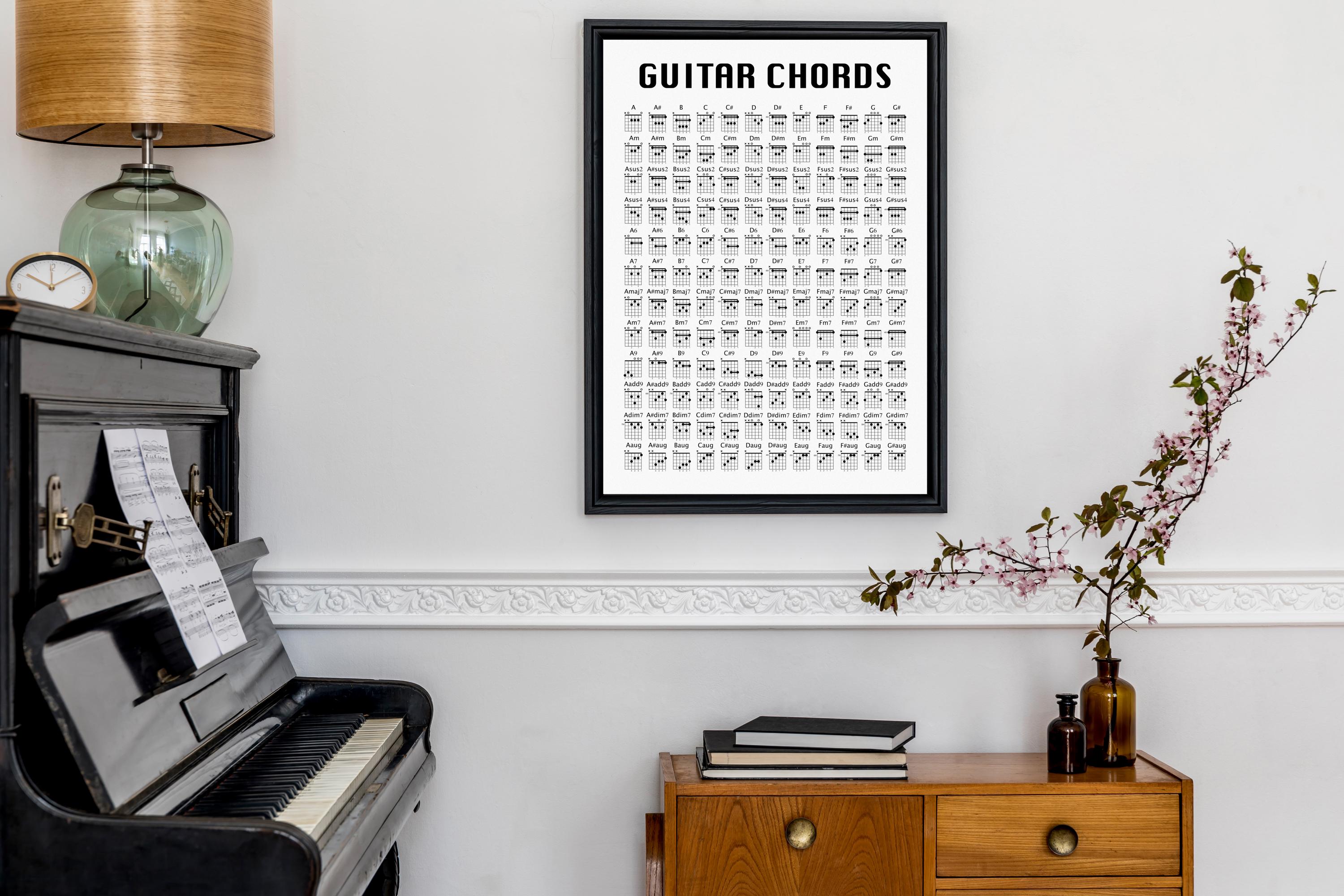 Guitar Chord Poster, Ultimate Guitar Chord Chart, Guitar Chord Print ...