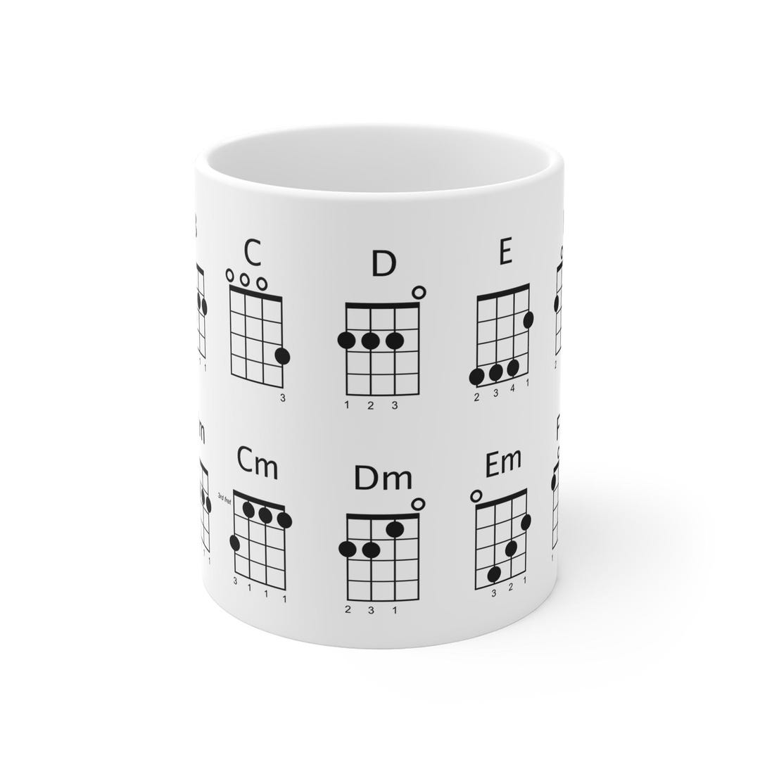 Ukulele Chord Mug, Musician Coffee Cup, Ukulele Teacher Tea Mug ...