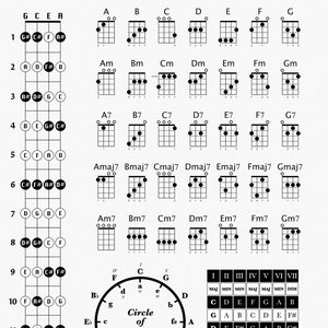 Ukulele Theory Poster Ukulele Chord Chart Ukulele Fret - Etsy