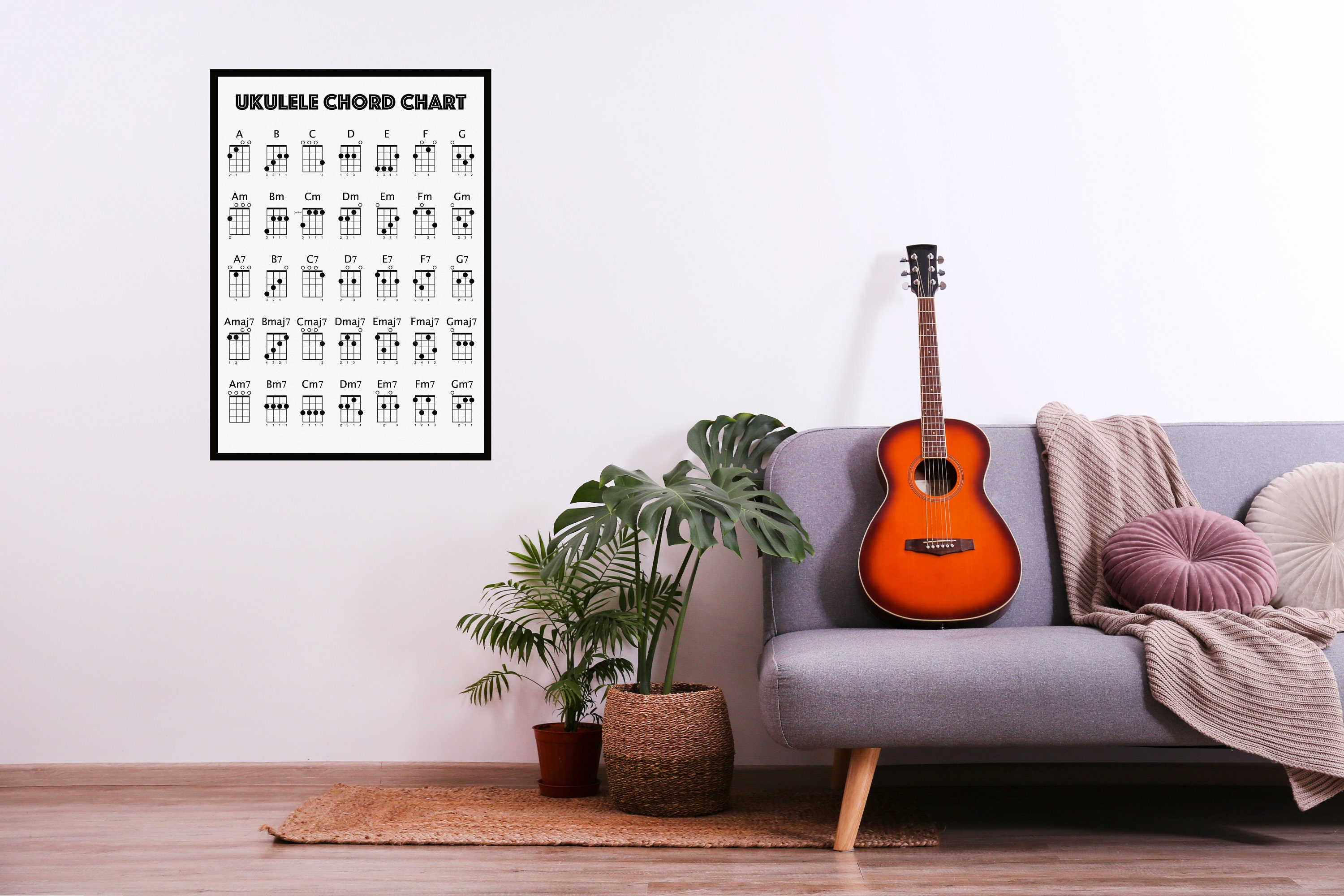 Ukulele Chord Poster Ukulele Chord Chart Ukulele Chord - Etsy