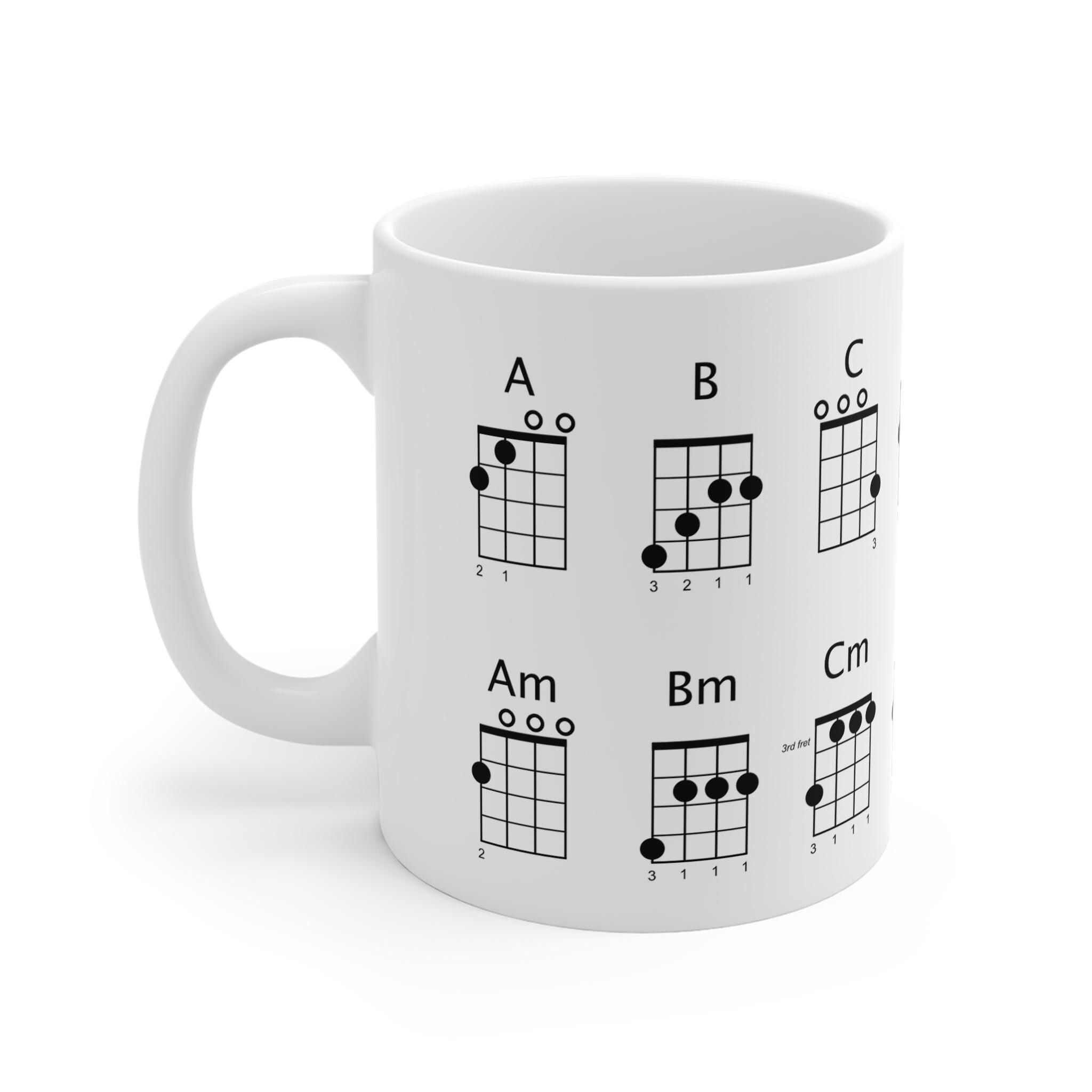 Ukulele Chord Mug, Musician Coffee Cup, Ukulele Teacher Tea Mug ...