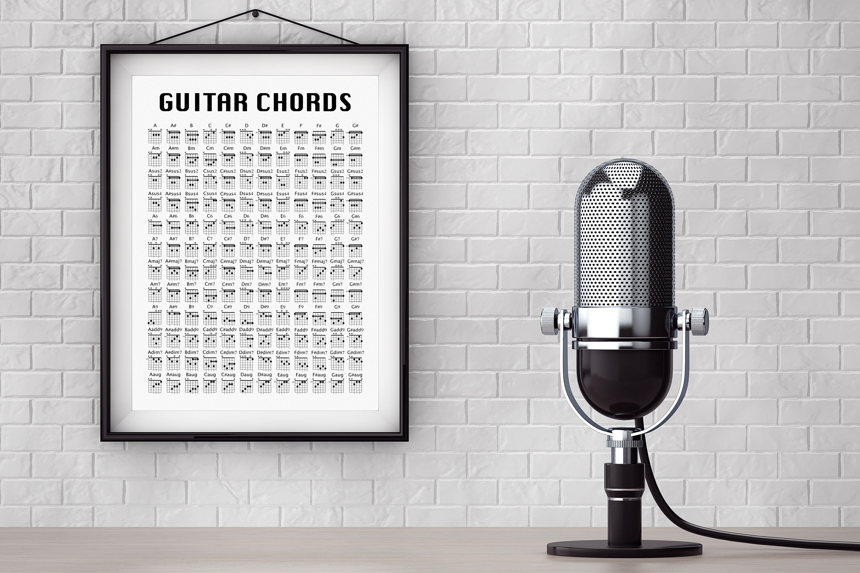 Guitar Chord Poster, Ultimate Guitar Chord Chart, Guitar Chord Print ...