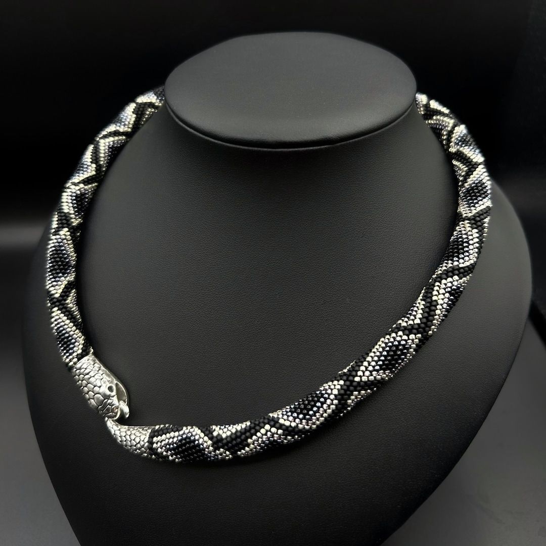 Black Python Necklace. Snake Lover Gift - Etsy