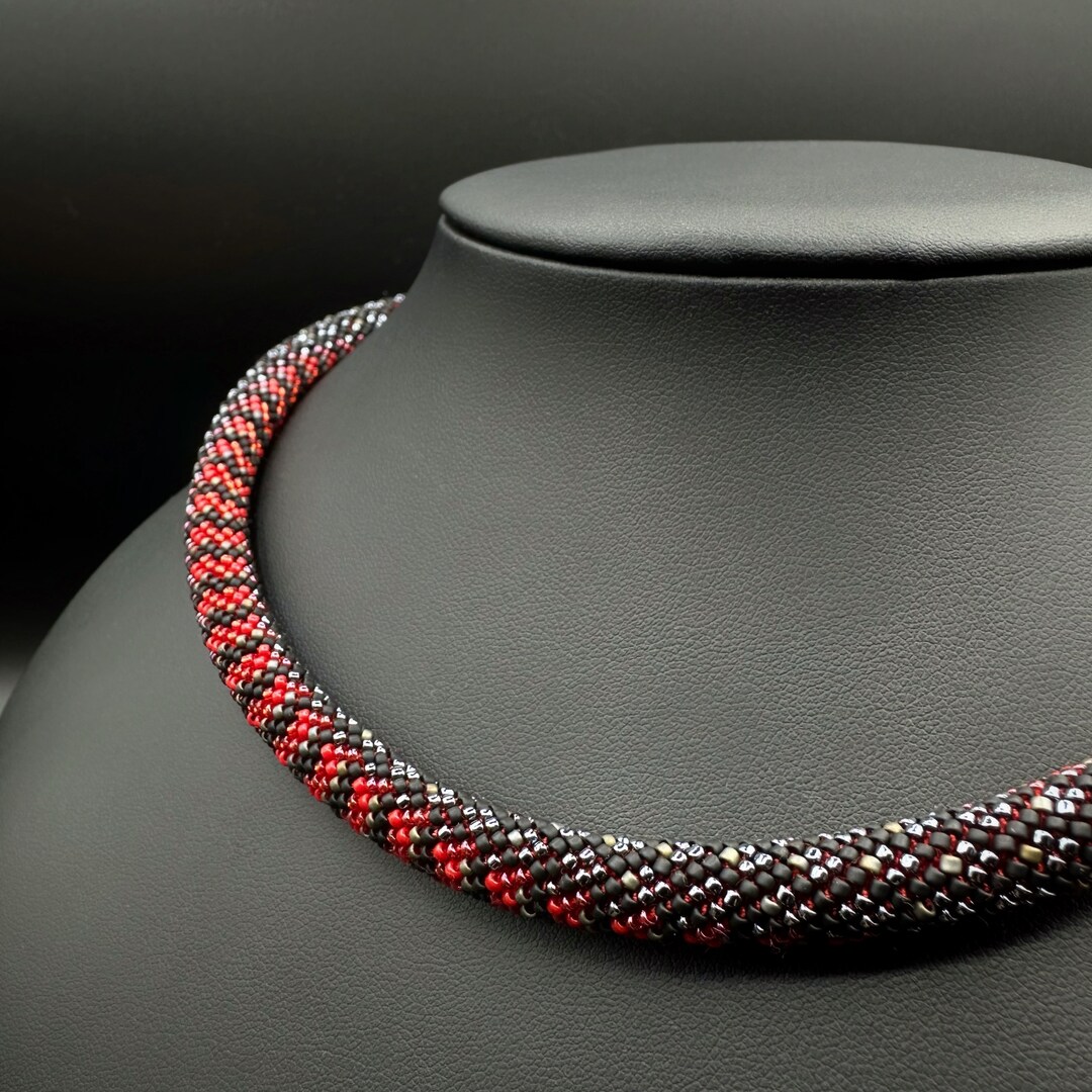 Red Black Python Choker. Chunky Snake Necklace - Etsy