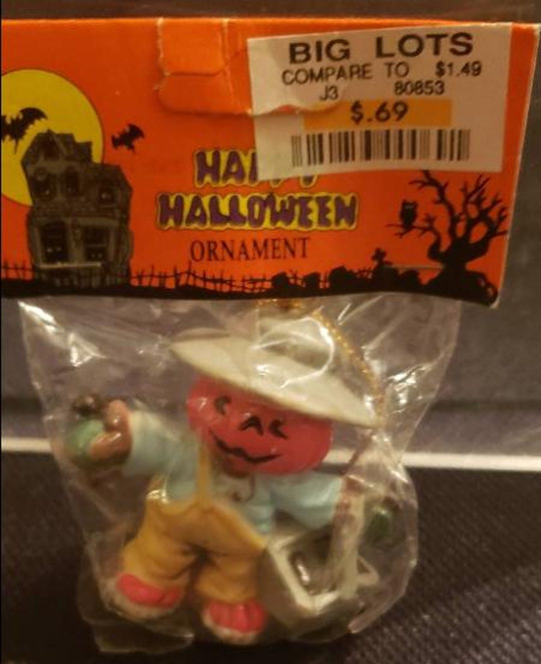 Halloween Pumpkin Head Scarecrow Plastic Figurine Ornament 2 " in ...