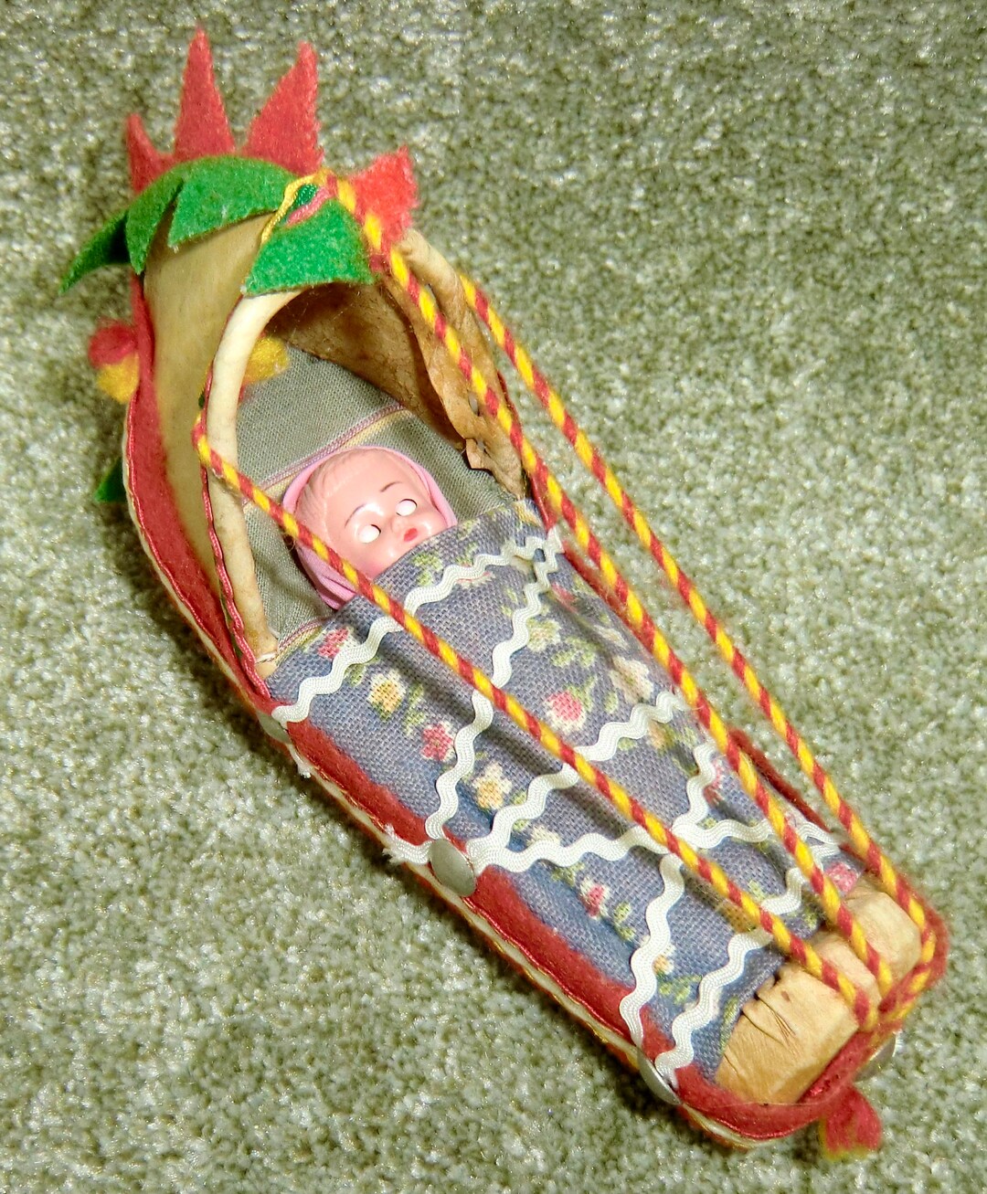 Vintage Little Papoose Doll in Cradle Canoe - Etsy