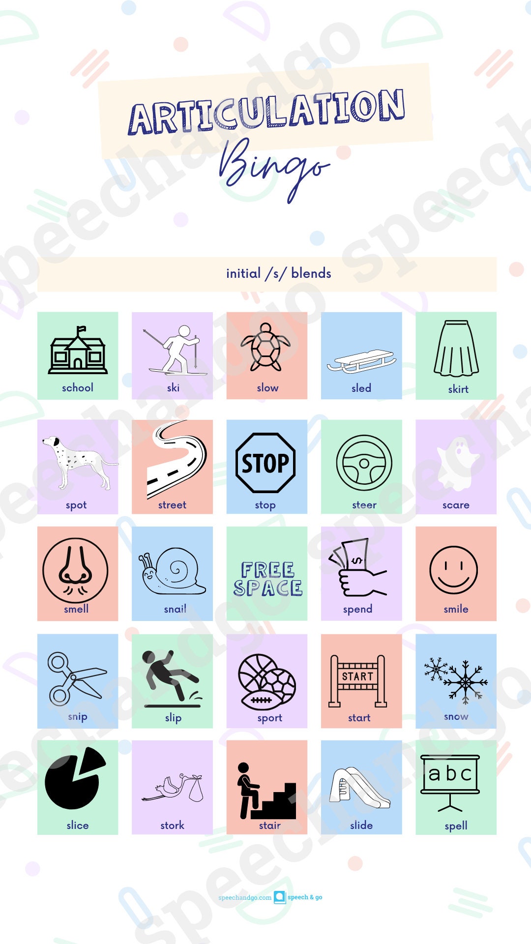 Articulation Bingo /s/ Blends Printable Boards and - Etsy