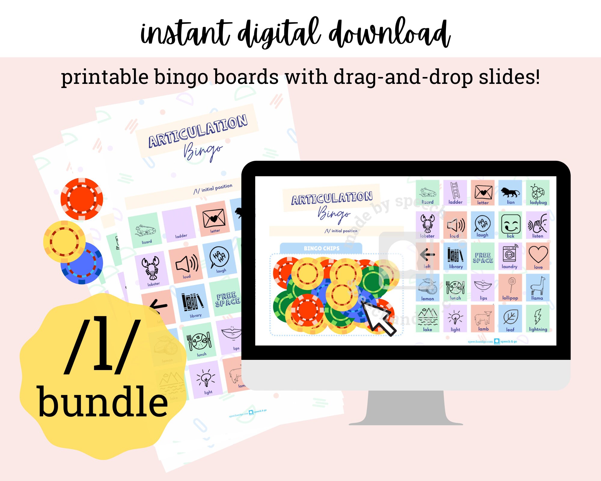 Articulation Bingo /l/ Printable Boards and Powerpoint/google Slides ...
