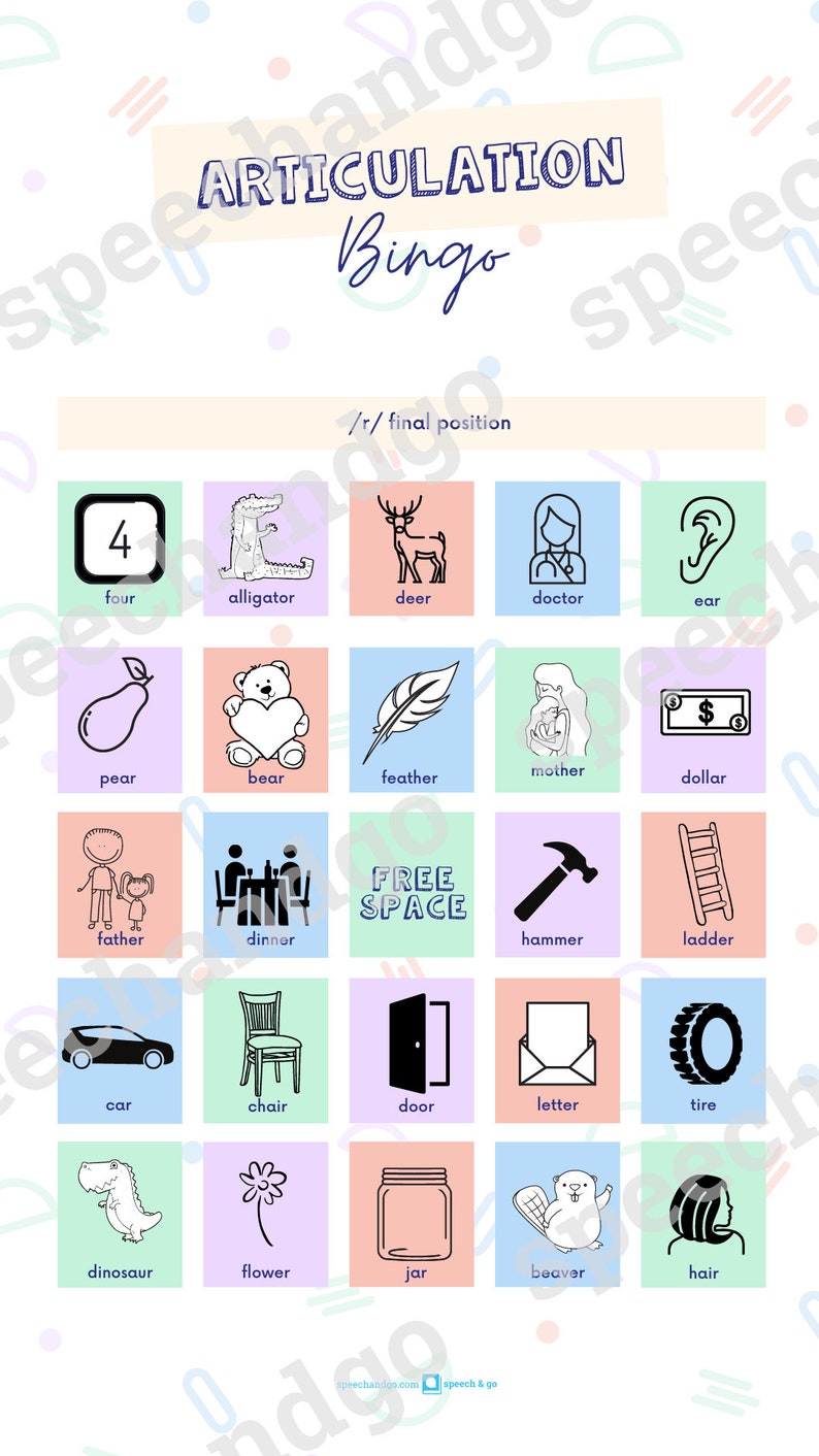 Articulation Bingo /r/ Printable Boards and Powerpoint/google Slides ...