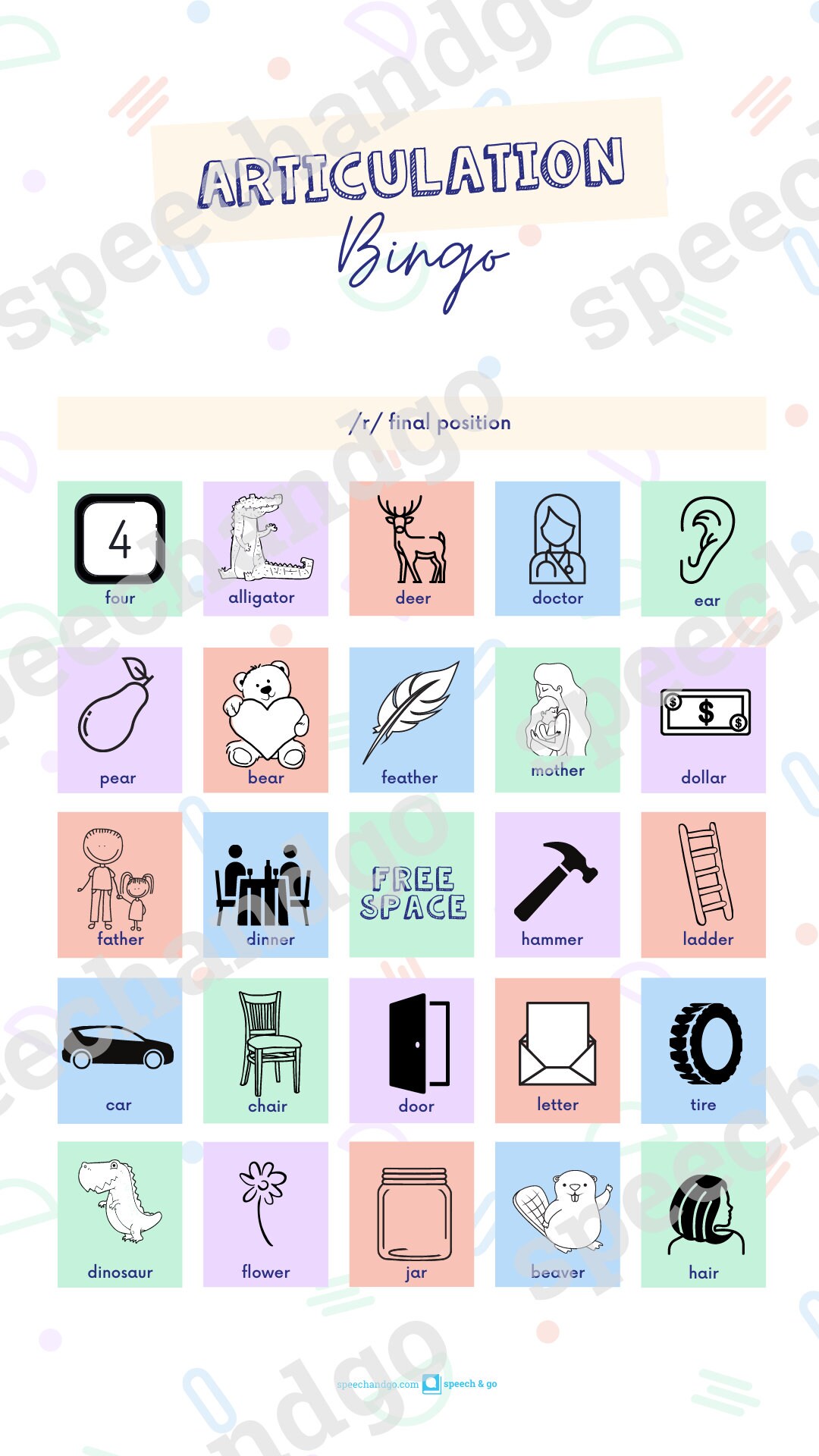 Articulation Bingo /r/ Printable Boards and Powerpoint/google Slides ...