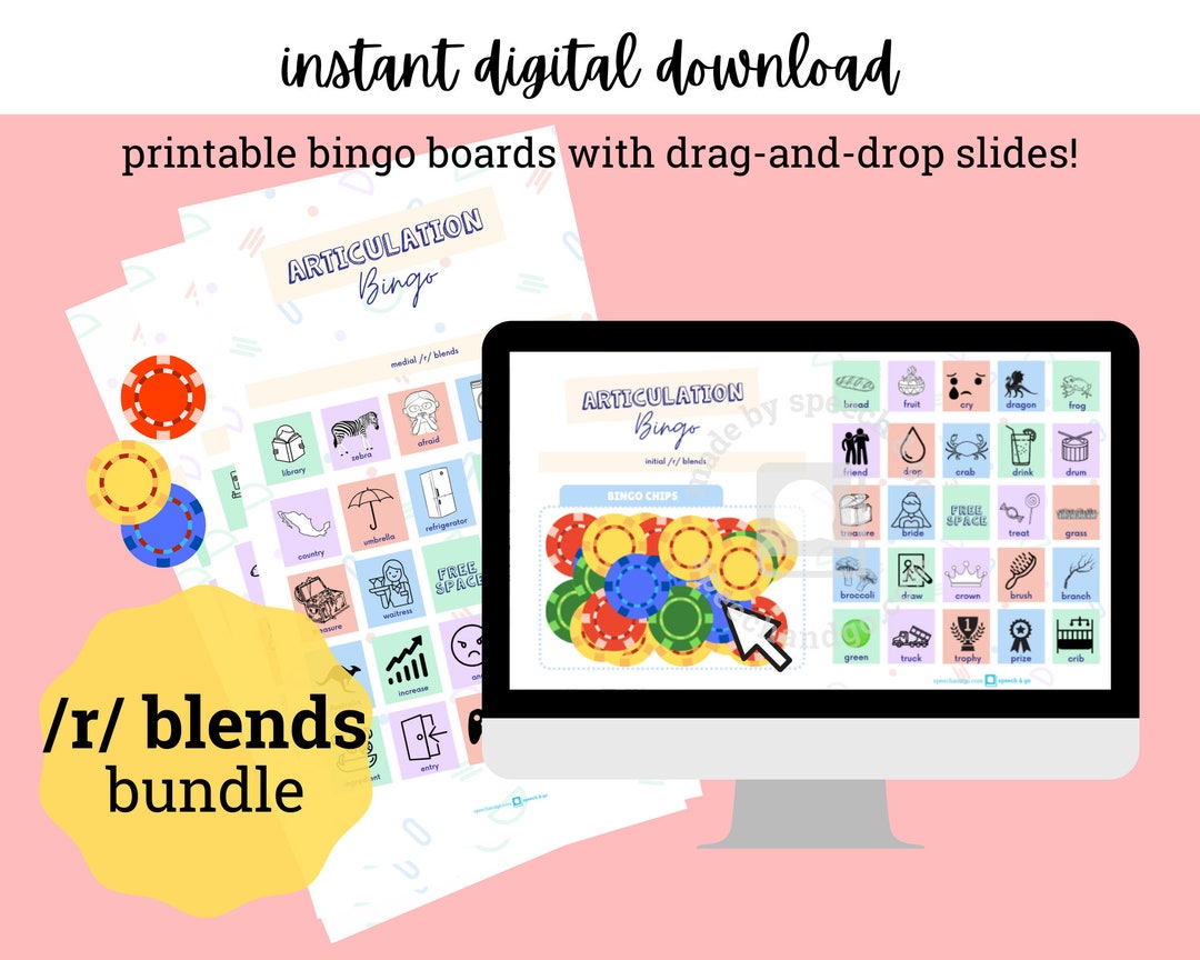 Articulation Bingo /r/ Blends Printable Boards and Powerpoint/google ...