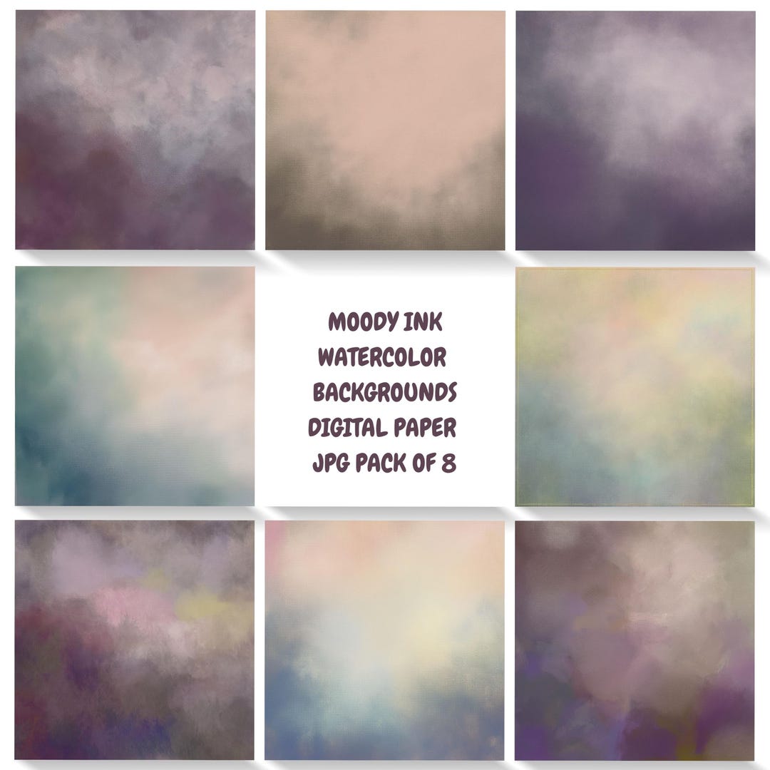 Moody Ink Wash Digital Paper– 8 Dark Watercolor JPG Backgrounds - Etsy