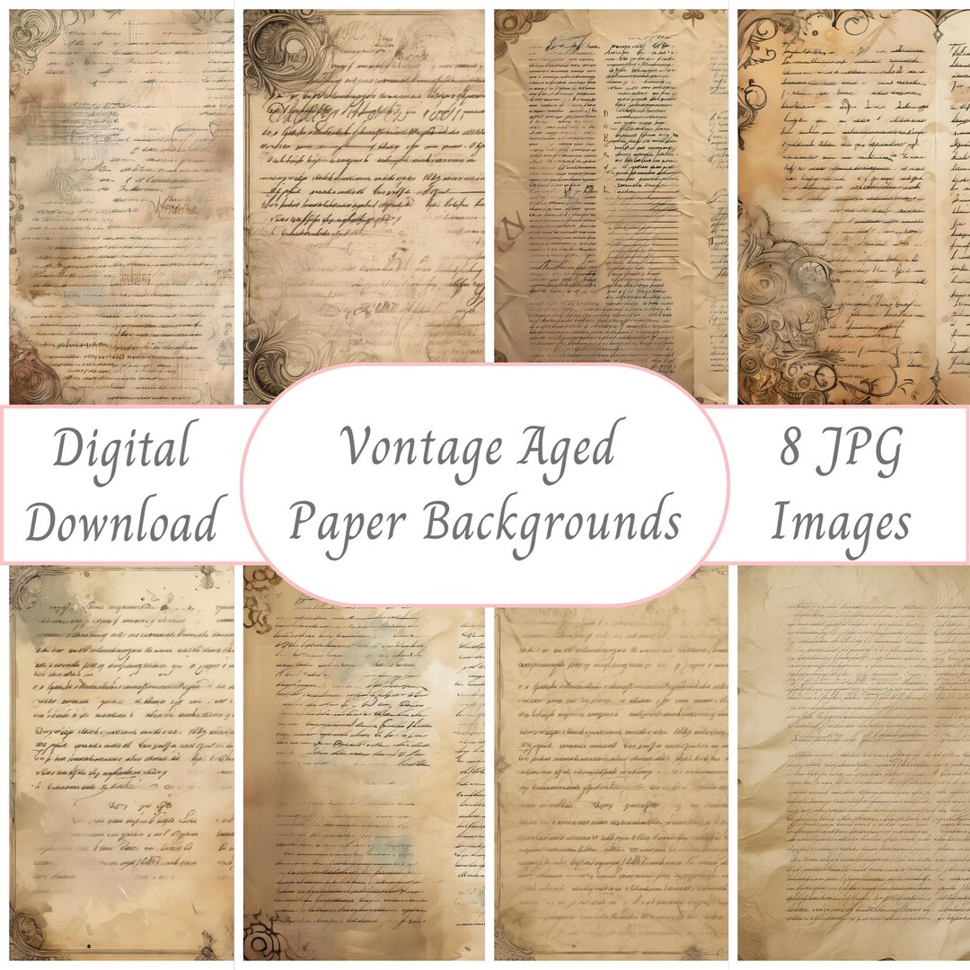 Vintage Typewriter Paper Digital Pack: Aged Texture JPG Backgrounds ...