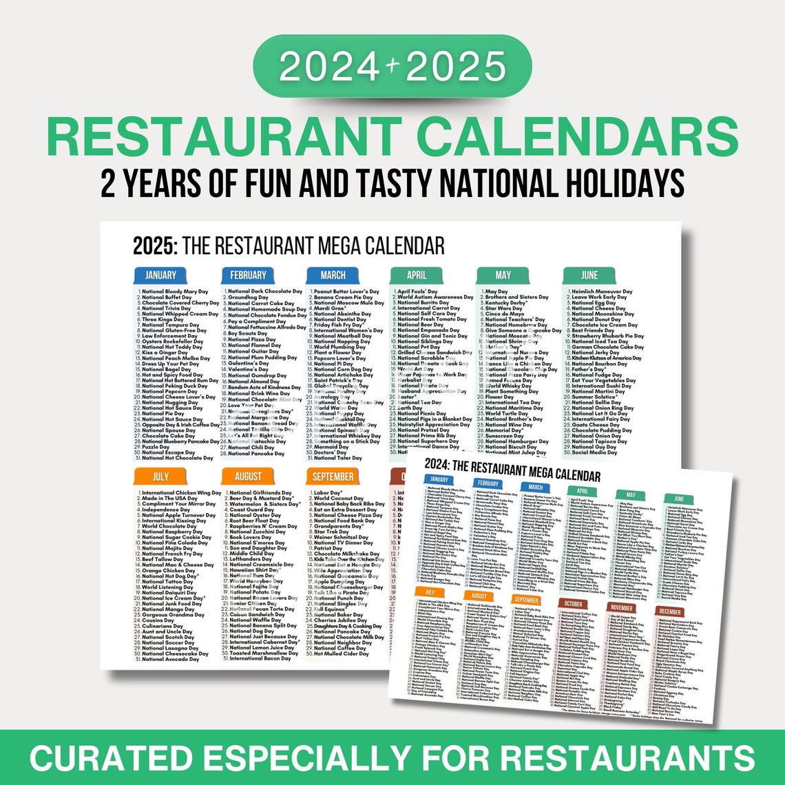 National Days Calendar Printables Curated for Restaurants | 2024 and ...