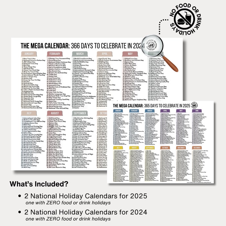 National Days Calendar Printables | 2024 and 2025 National Holidays ...