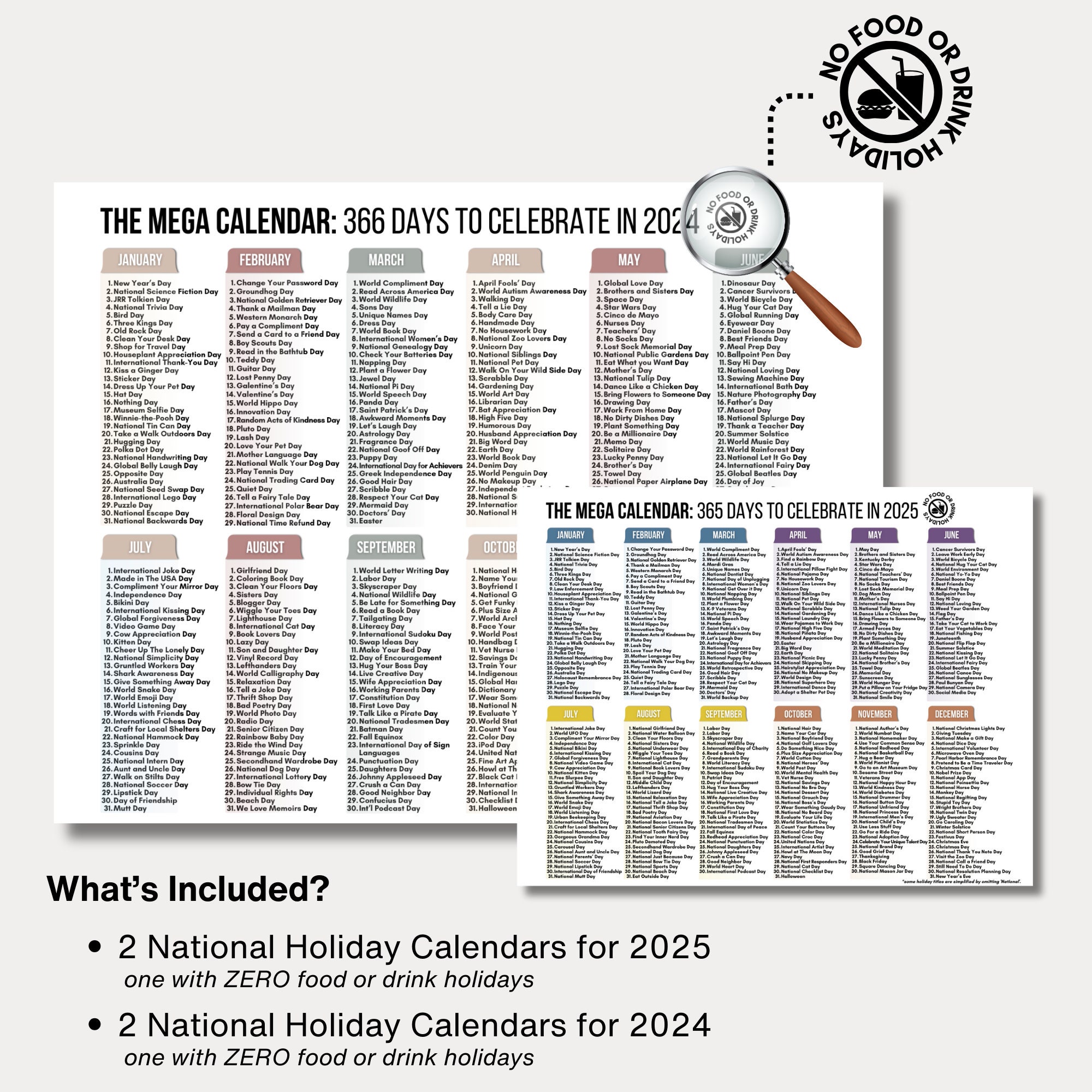 National Days Calendar Printables | 2024 and 2025 National Holidays ...