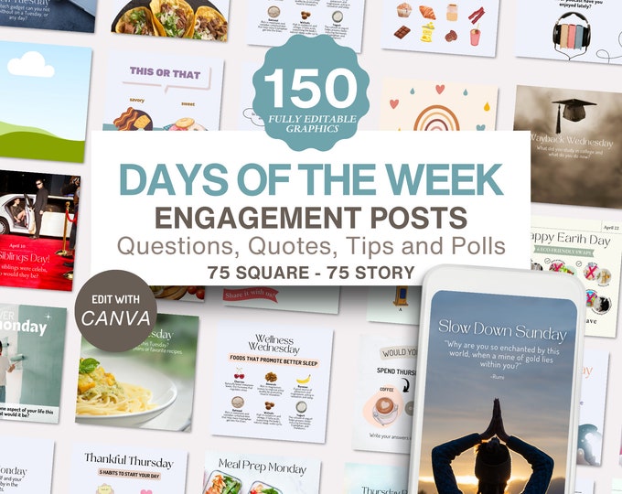 Small Business Social Media Retro & Bright Interactive Post Bundle ...