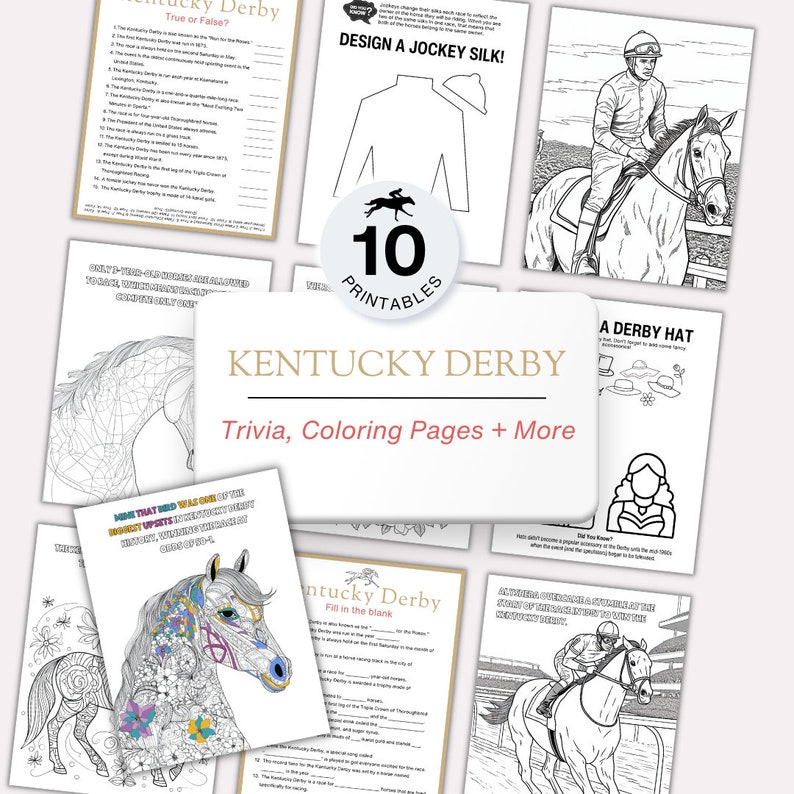 Kentucky Derby Party Printables I Games, Trivia, Coloring Pages ...