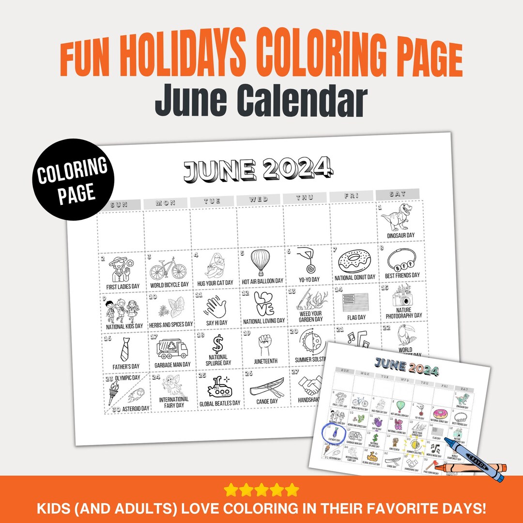 Printable June 2024 Holiday Calendar, Fun National Holidays, PDF ...