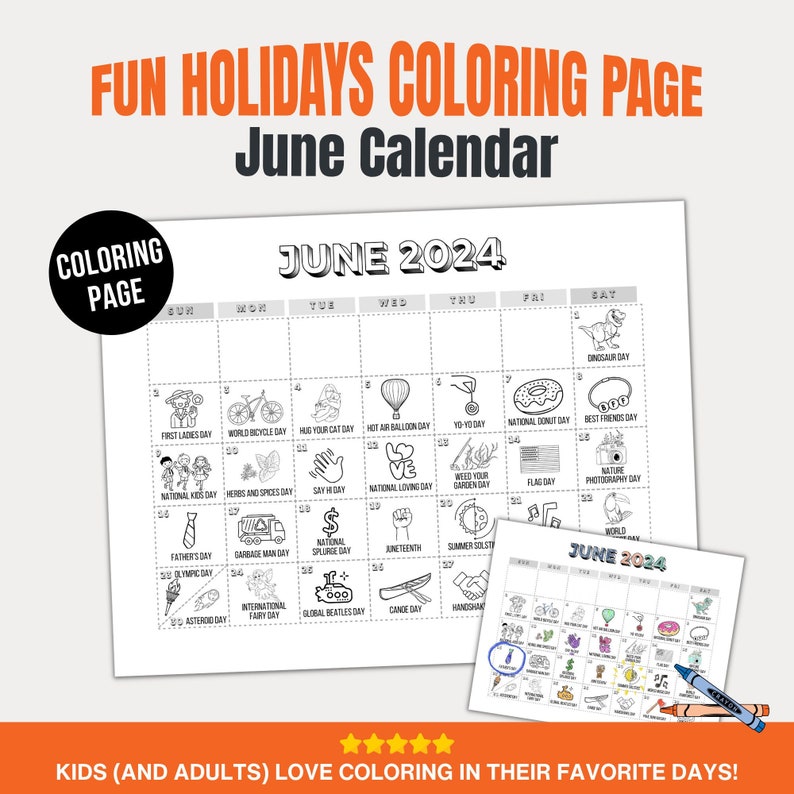 Printable June 2024 Holiday Calendar, Fun National Holidays, PDF ...