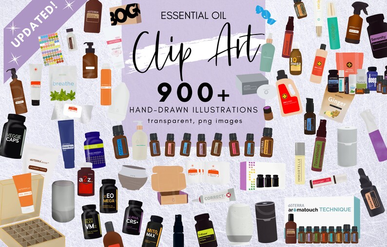 ESSENTIAL OIL Clip Art Hand Drawn Illustrated Doterra - Etsy