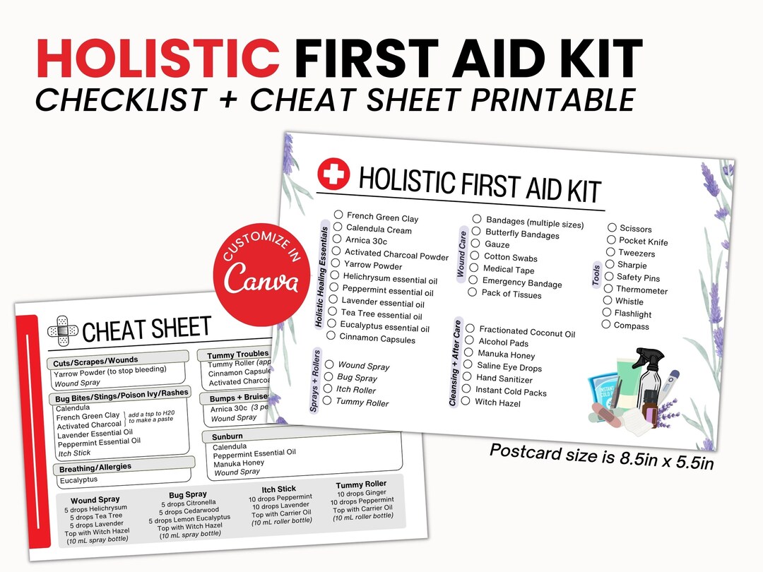 First Aid Kit Checklist Printable I Natural First Aid Kit, Holistic ...