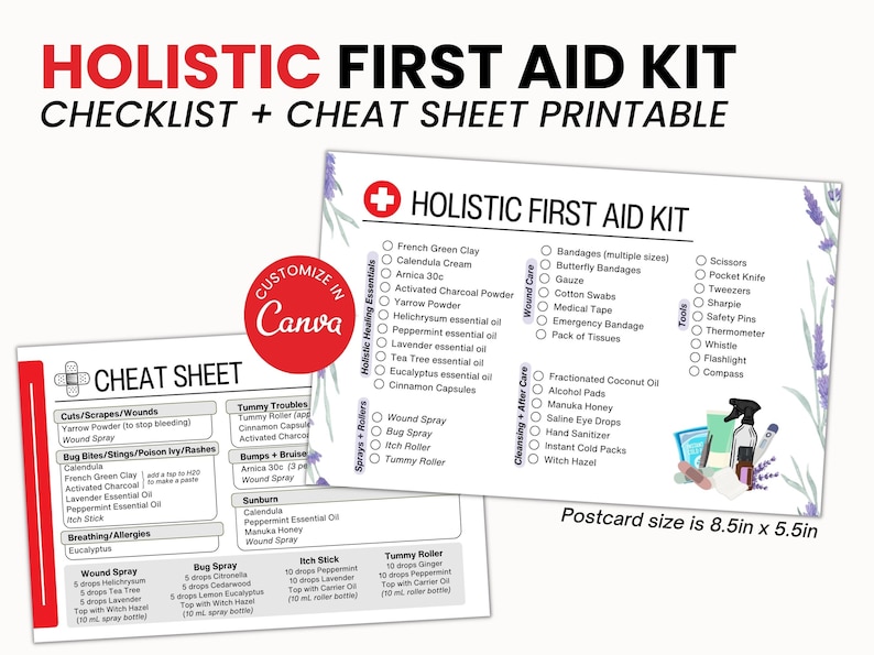First Aid Kit Checklist Printable I Natural First Aid Kit - Etsy Australia